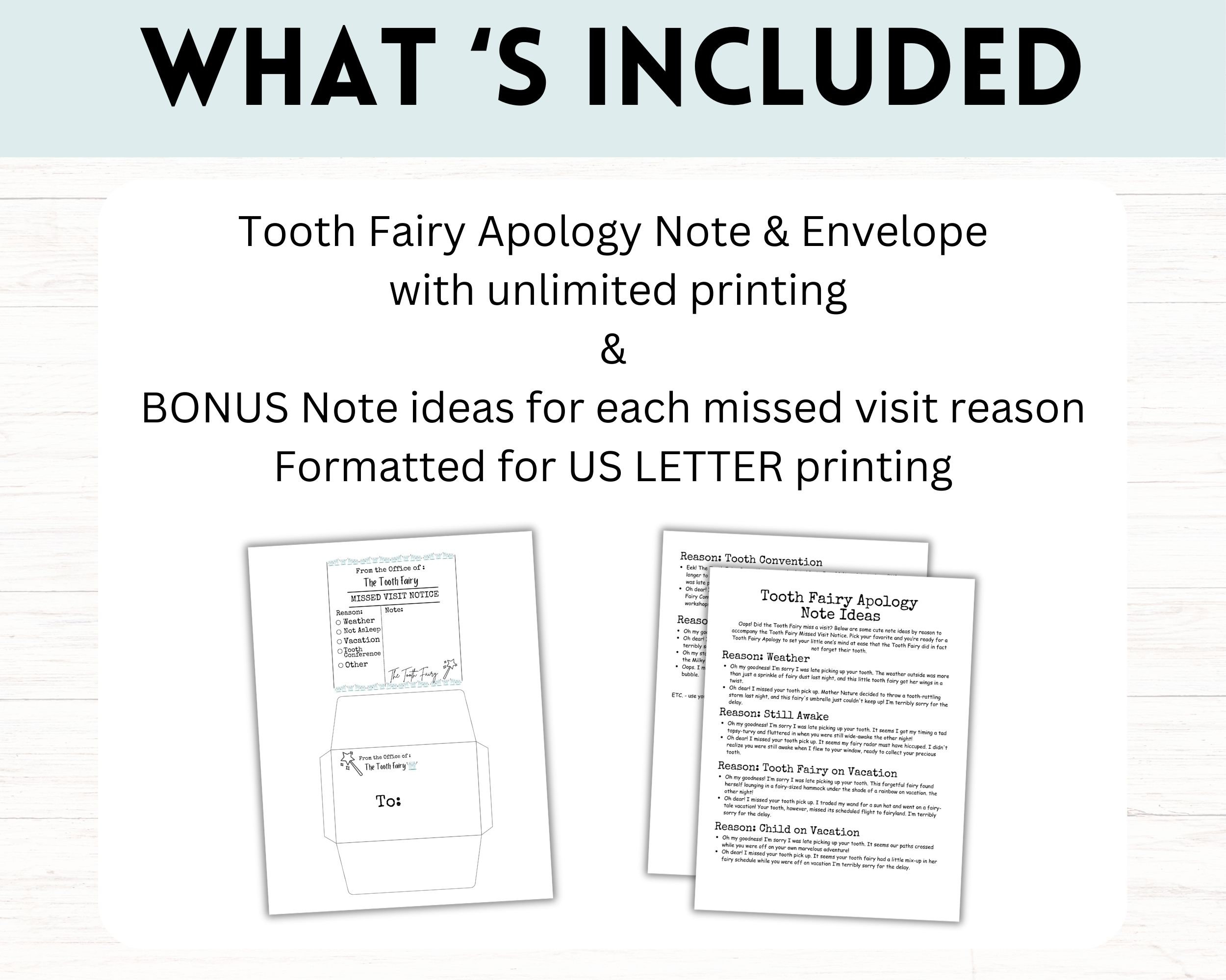 Printable Tooth Fairy Apology Letter, Tooth Fairy Forgot to Come Note ...