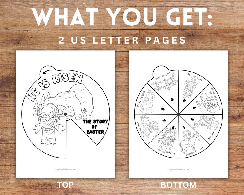 Easter Story Coloring Wheel Craft, Easter Story Coloring Sheet for Kids ...