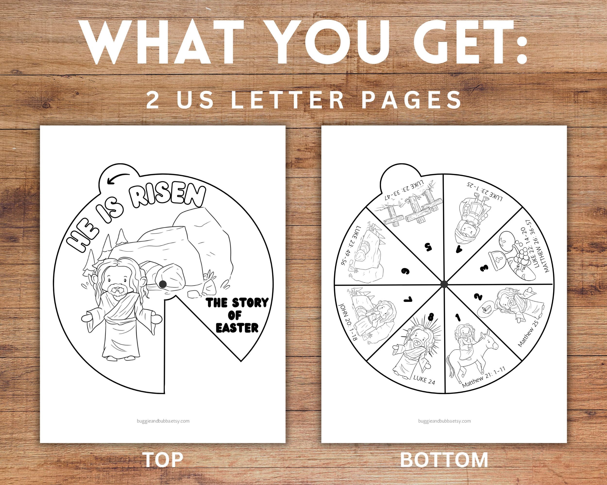 Easter Story Coloring Wheel Craft, Easter Story Coloring Sheet for Kids ...