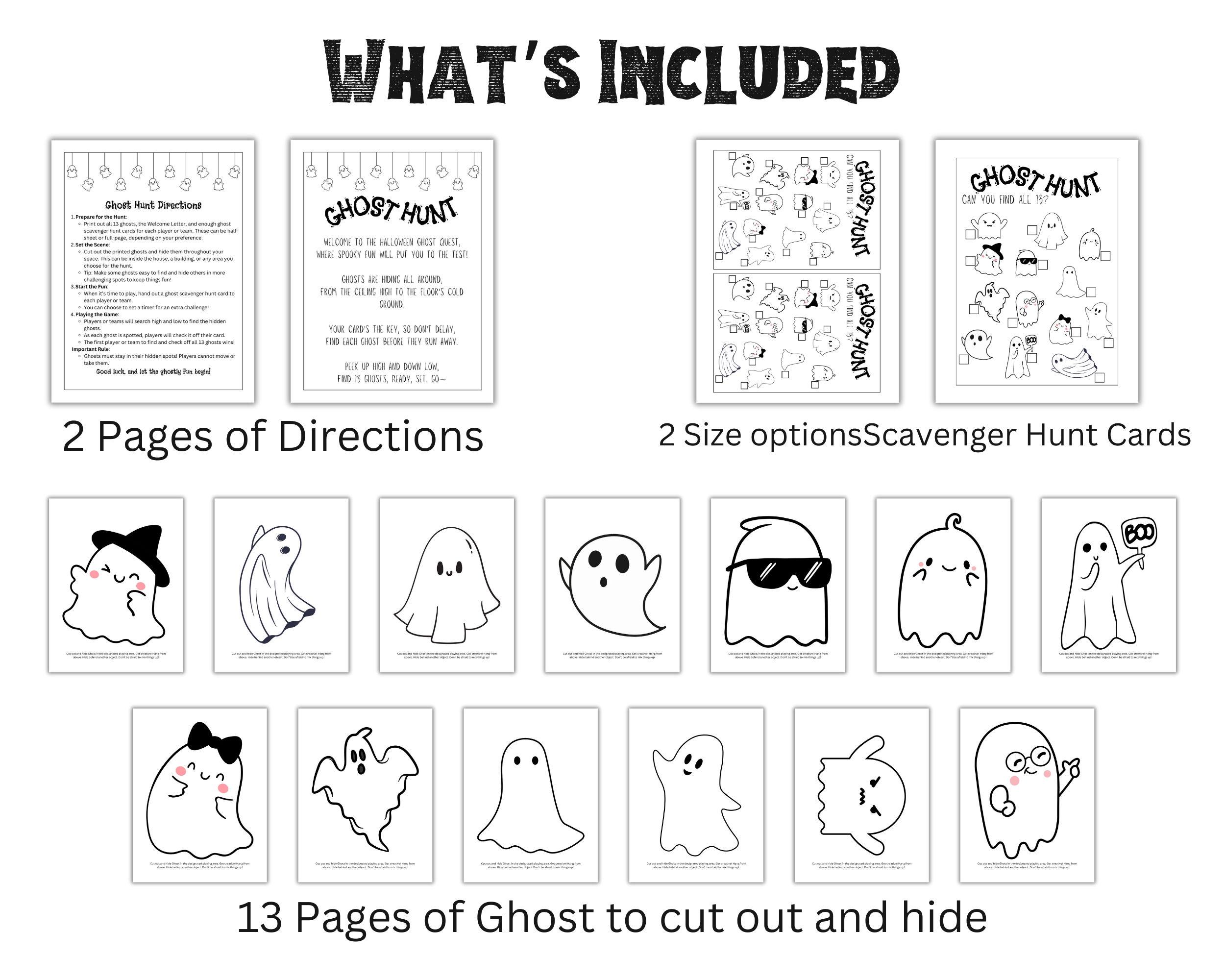 Ghost Hunt Halloween Party Printable Game, Easy Indoor Halloween ...