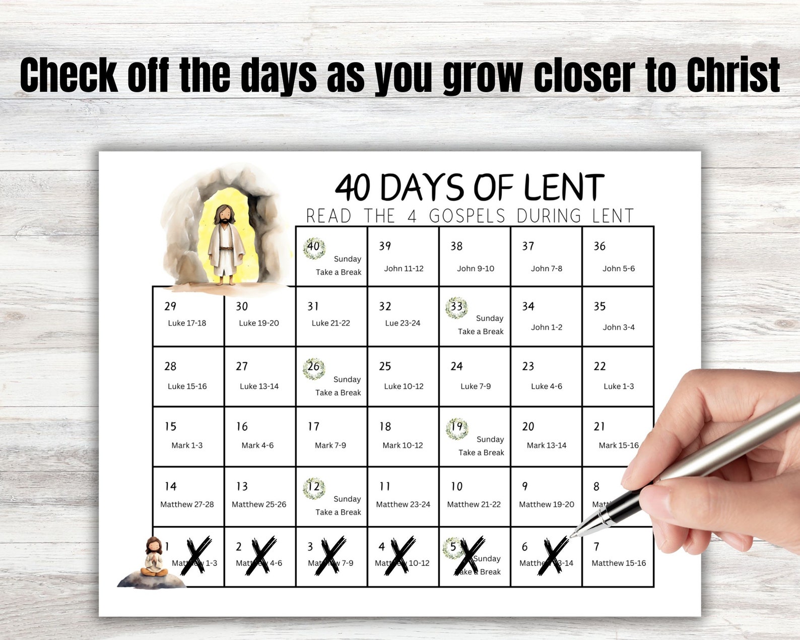 Lent Bible Reading Plan, Family Lent Calendar, 40 Days Scripture ...