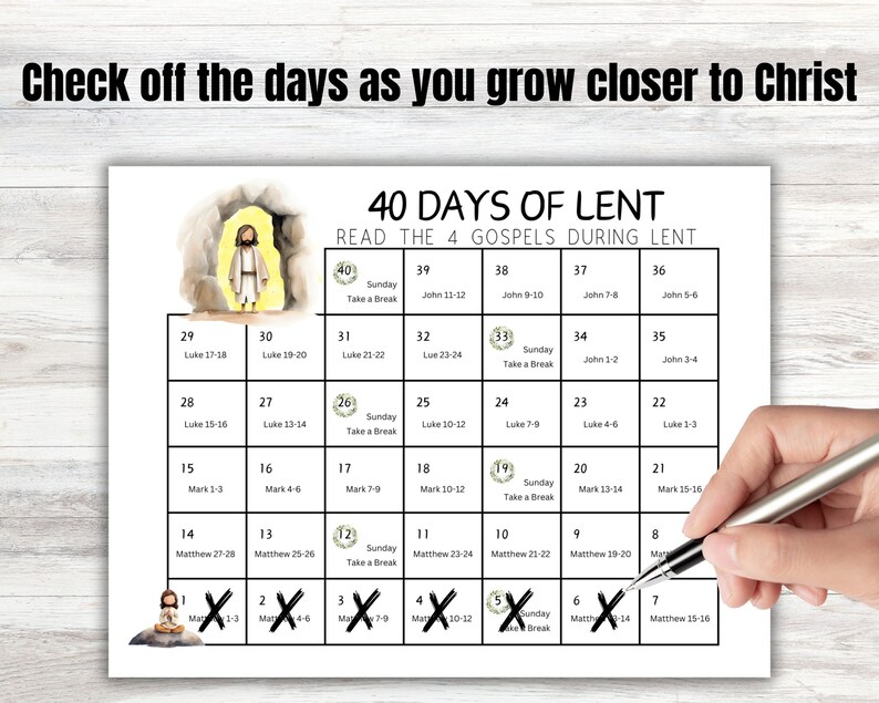 Lent Bible Reading Plan, Family Lent Calendar, 40 Days Scripture ...