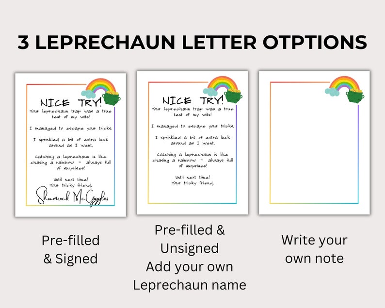 Leprechaun Letter for Kids Printable, Leprechaun Trap Note, St. Patrick ...