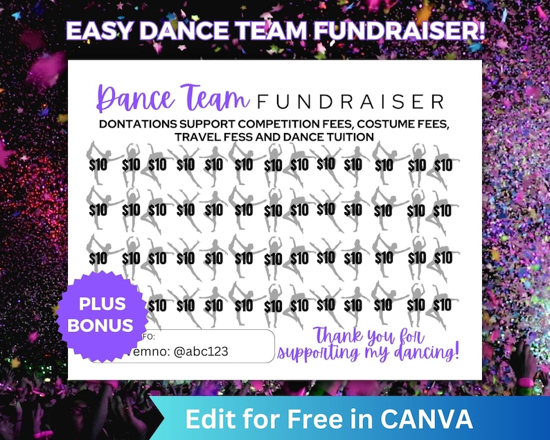 Editable Dance Fundraiser, Support My Season Fundraiser Flyer Editable ...