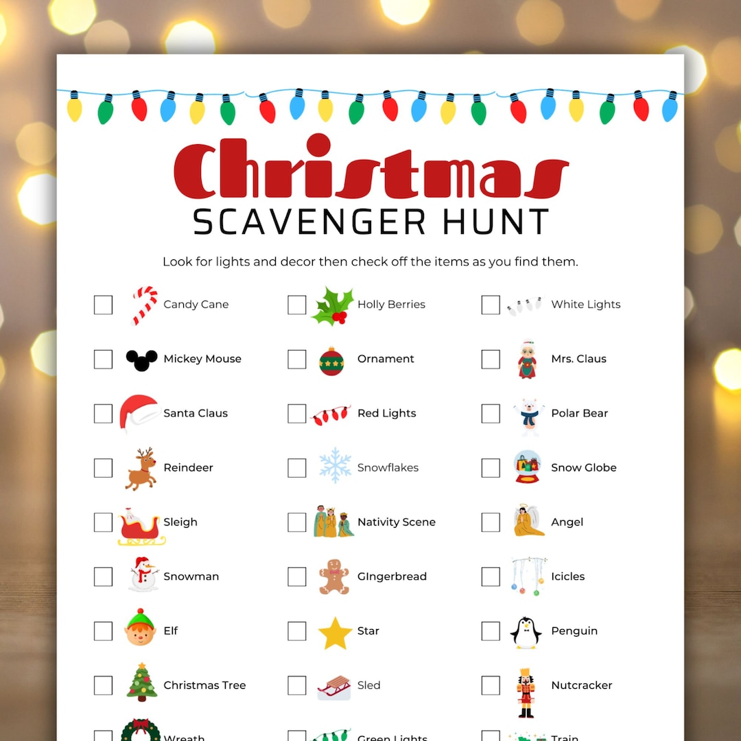 Christmas Lights Scavenger Hunt | Outdoor Christmas Scavenger Hunt ...