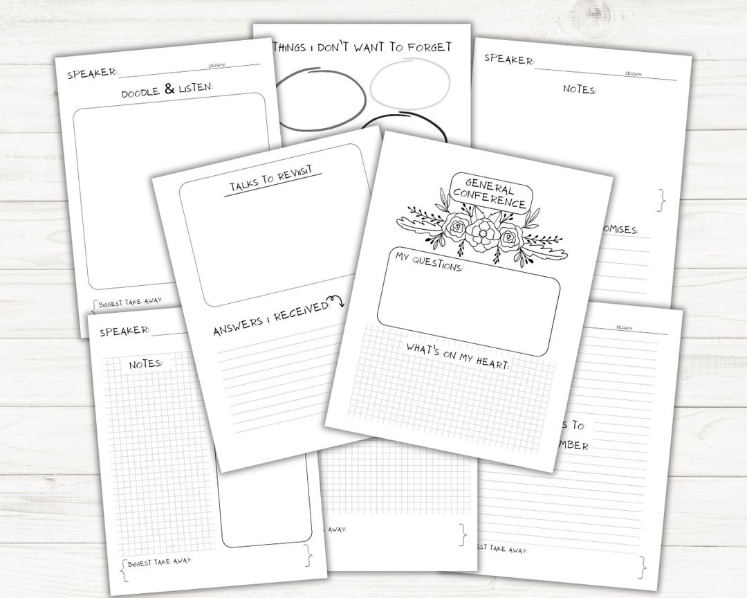 General Conference Activity Note Pages, LDS General Conference Note ...