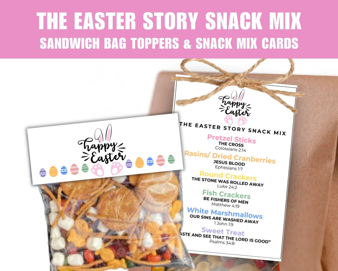 Easter Story Snack Mix Printable, Easter Snack Mix Bag Toppers, Easter ...