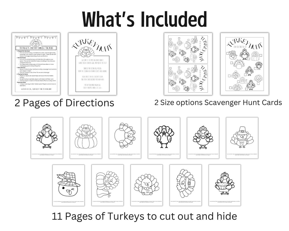 Thanksgiving Turkey Hunt Scavenger Hunt Party Game, Turkey Game for All ...