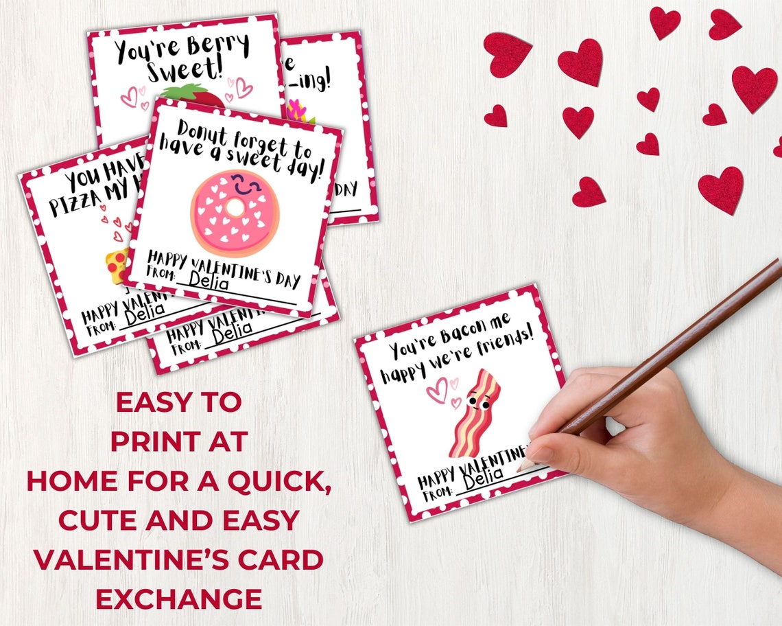 12 Punny Printable Valentine's Day Cards for Kids, Cute Food Pun ...
