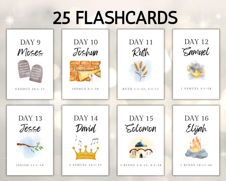Jesse Tree Advent Flashcards Printable | Bible Story Advent Countdown ...