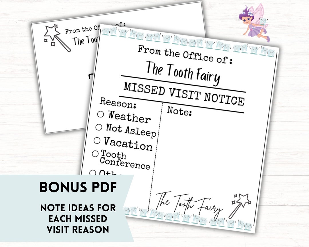 Printable Tooth Fairy Apology Letter, Tooth Fairy Forgot to Come Note ...