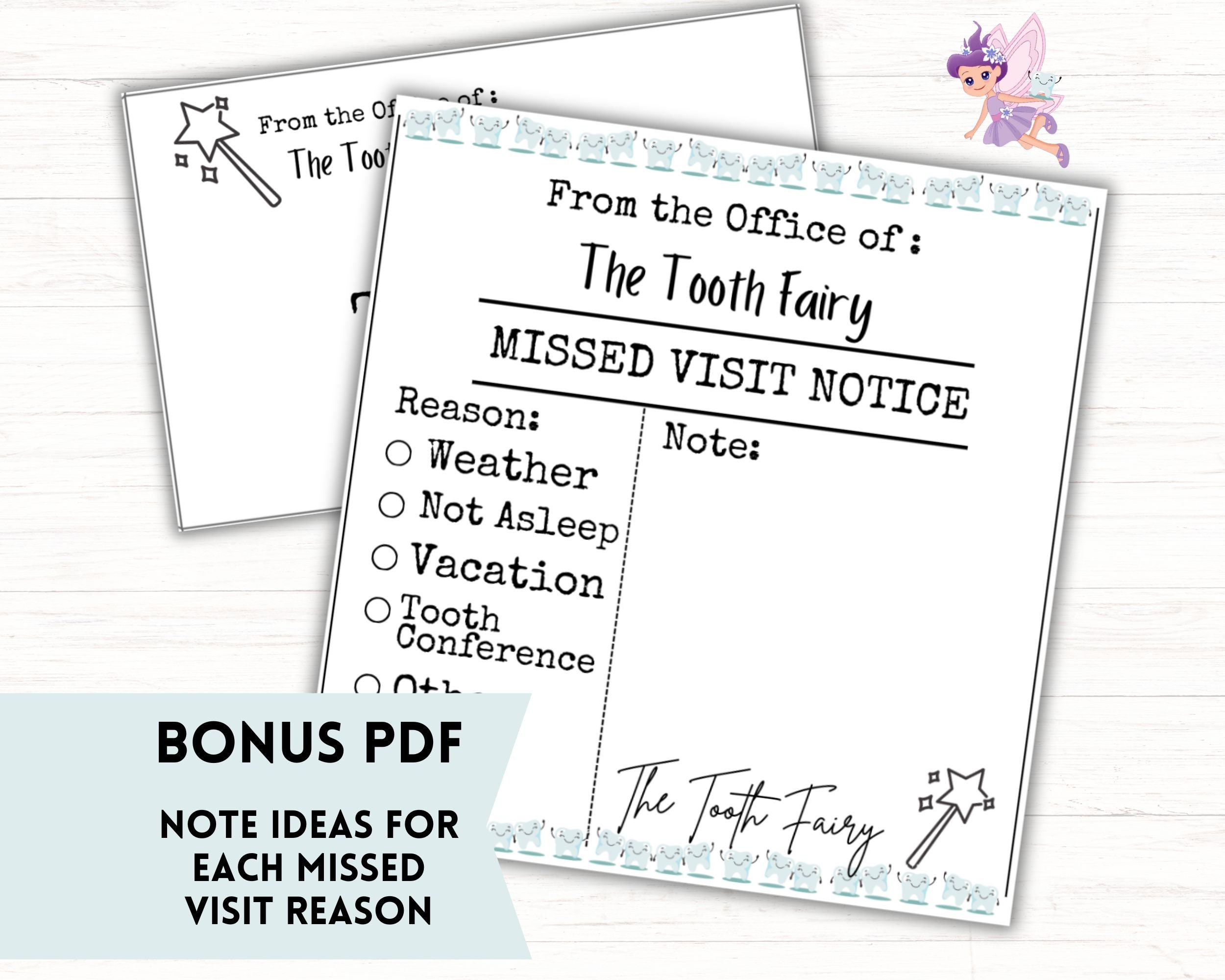 Printable Tooth Fairy Apology Letter, Tooth Fairy Forgot to Come Note ...