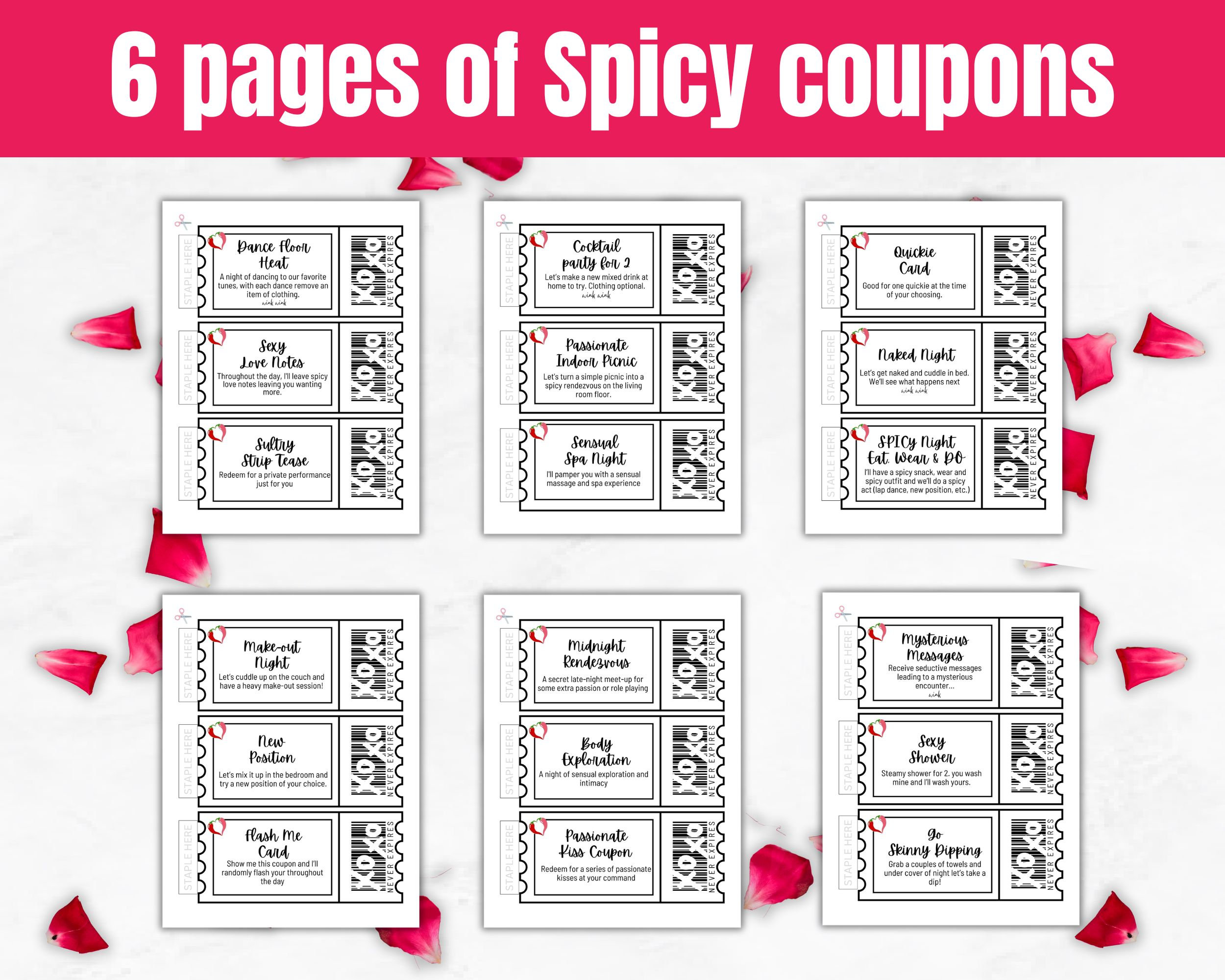 Love Coupons for Couples, Sweet and Spicy Gift Coupons, Romantic Coupon Book, Date Night Coupons ...