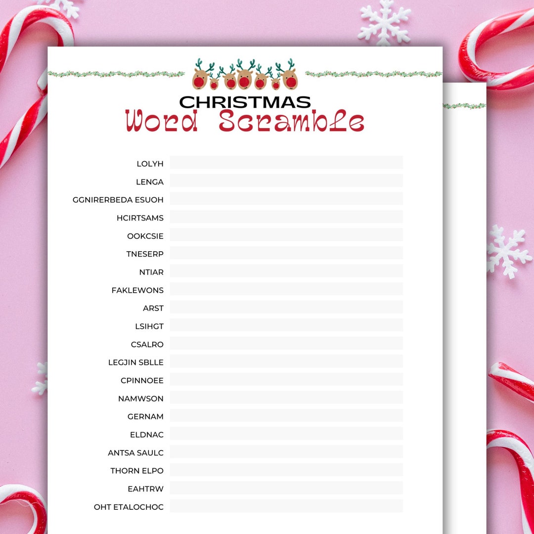 Christmas Word Scramble Game Word Scramble Holiday Game fun Christmas ...