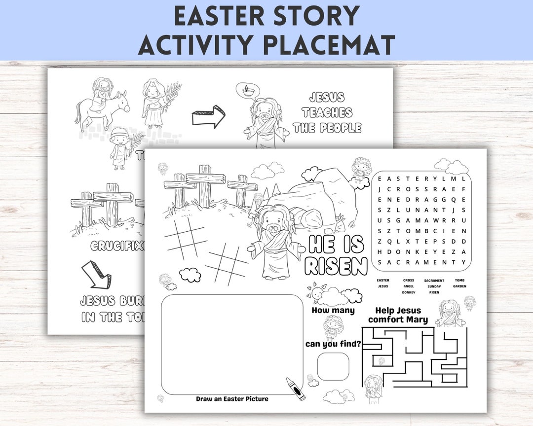 Easter Story Placemat Activity Pages, Christian Easter Activity Page ...