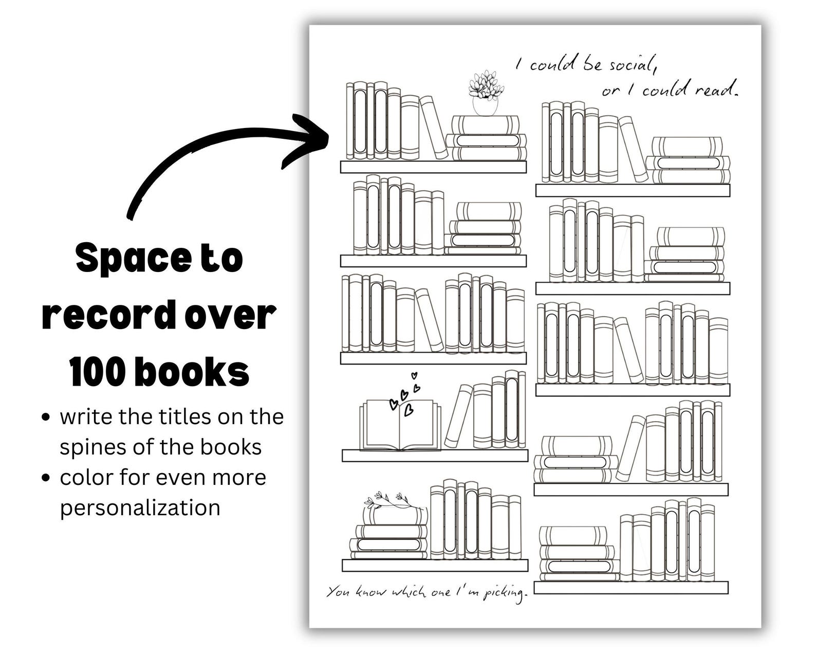 Book Tracker Poster, 100 Book Reading Log, Bookshelf Tracker, Yearly ...