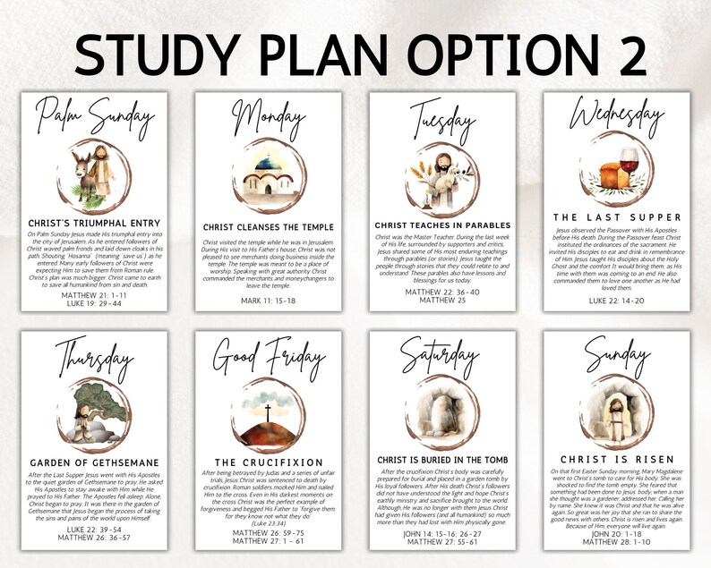 Holy Week Study Cards, Printable LDS Holy Week Cards, Easter Advent ...