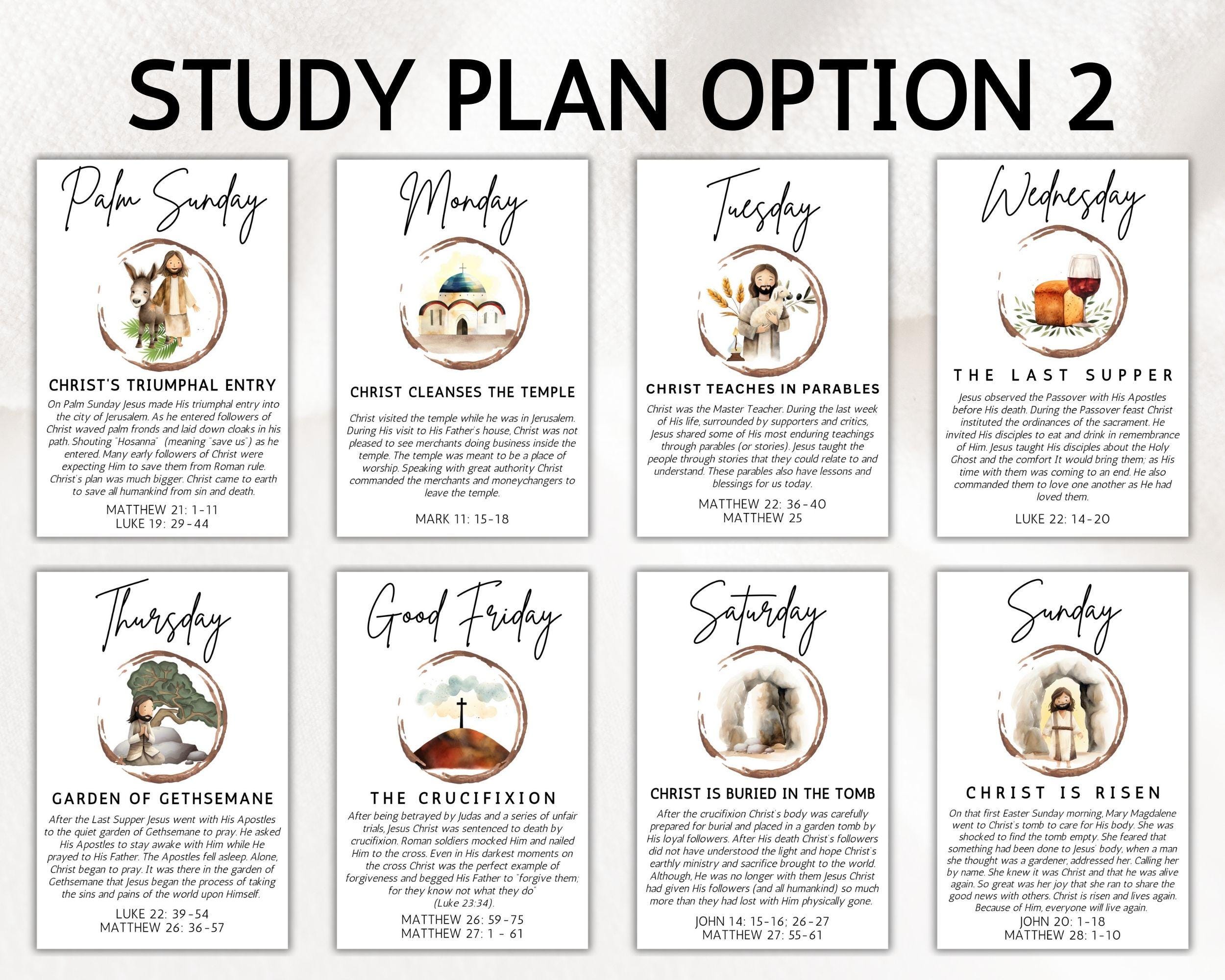 Holy Week Study Cards, Printable LDS Holy Week Cards, Easter Advent ...