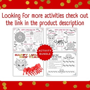 Lunar New Year Activity Coloring Placemat Printable, Year of the Dragon ...
