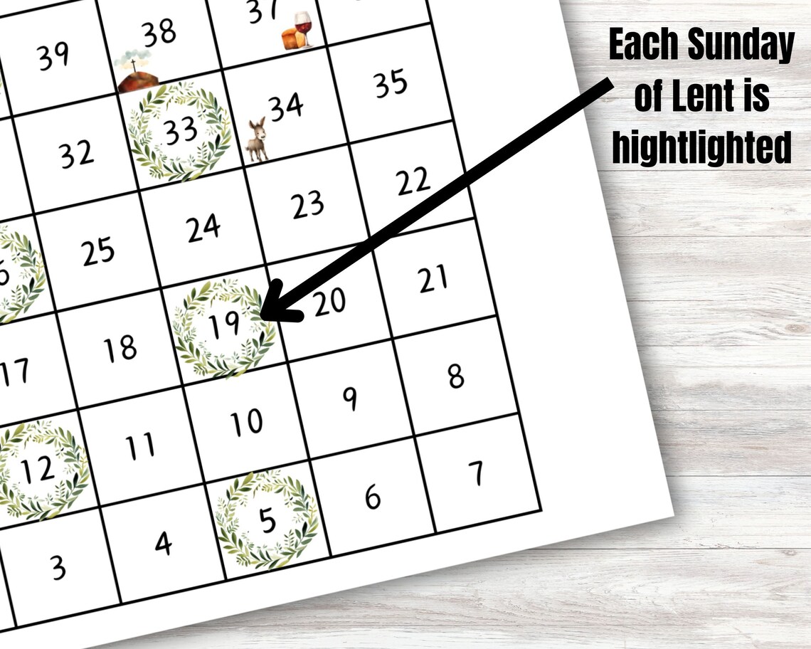 Lent Calendar, Lent Printable, Family Lent Calendar, 40 Days of Lent ...