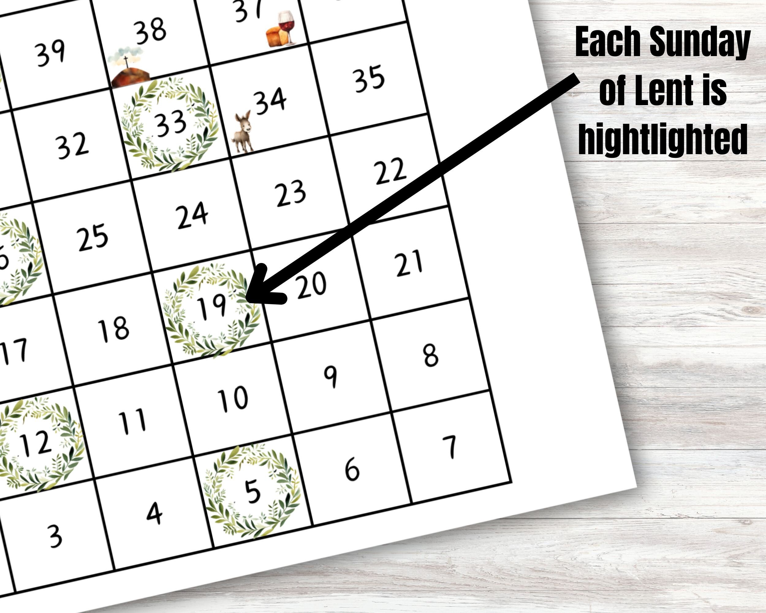 Lent Calendar, Lent Printable, Family Lent Calendar, 40 Days of Lent ...