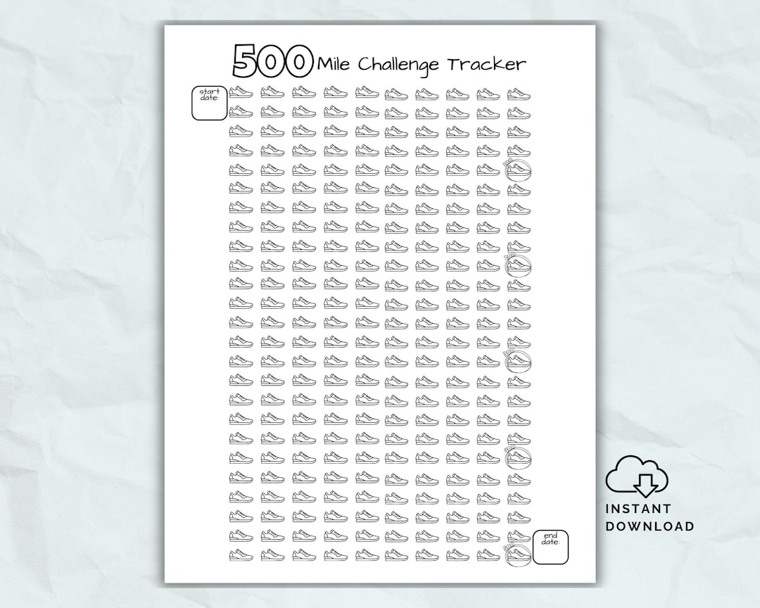 500 Mile Tracker Challenge Tracker, 500 Mile Walking Tracker, Walking ...