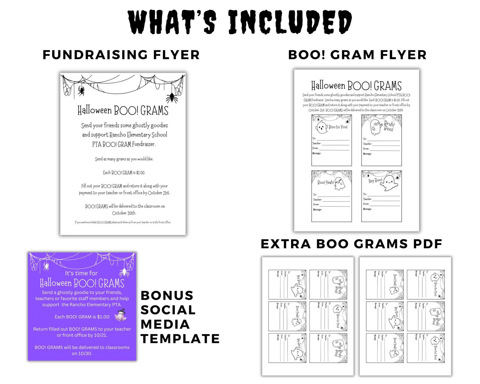 Editable Halloween Boo Grams Fundraiser, PTA PTO Fall Fundraiser ...