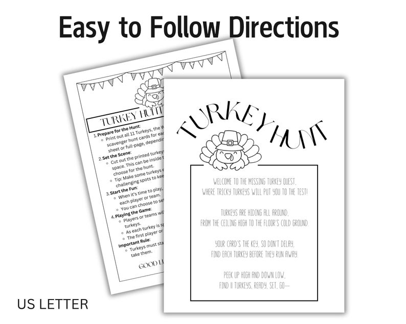 Thanksgiving Turkey Hunt Scavenger Hunt Party Game, Turkey Game for All ...