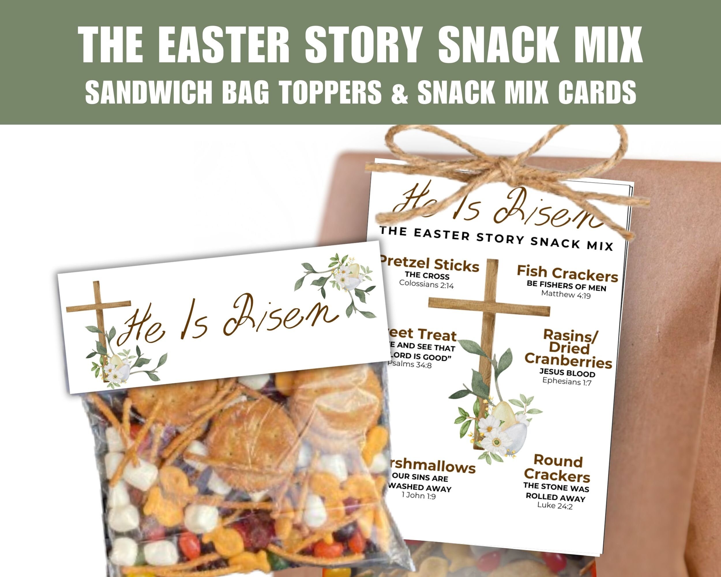He is Risen Easter Story Snack Mix Printable, Easter Snack Mix Bag ...