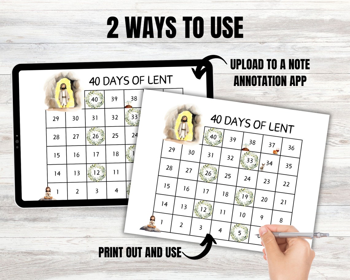 Lent Calendar, Lent Printable, Family Lent Calendar, 40 Days of Lent ...