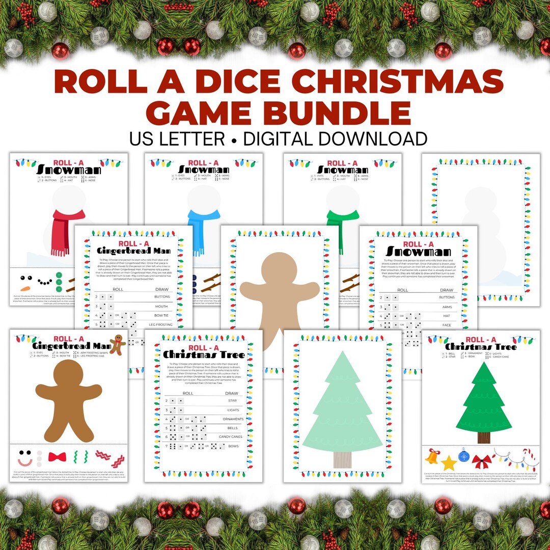 Roll a Dice Christmas Game Bundle Roll a Dice Game Classroom Winter ...