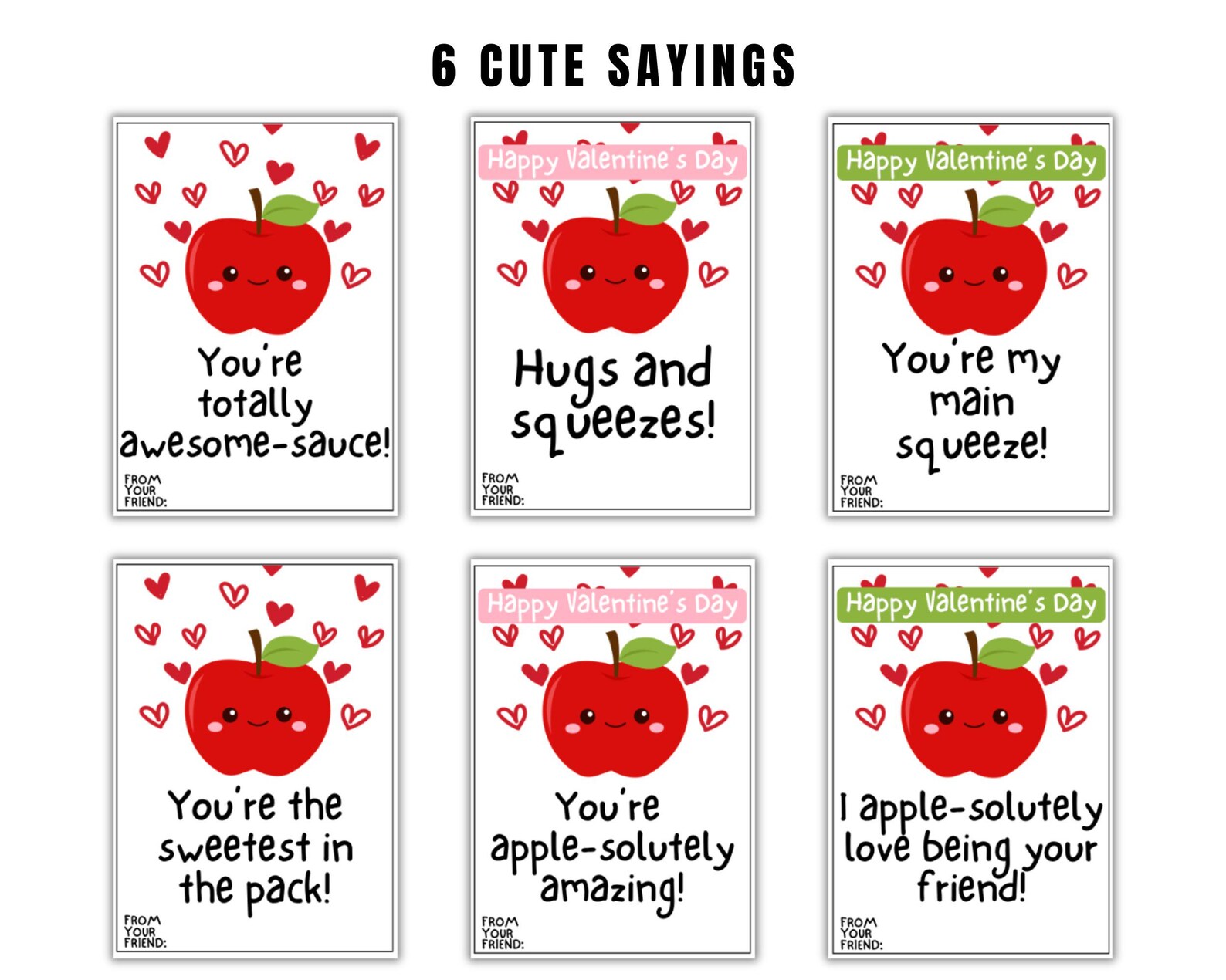 Printable Applesauce Pouch Valentine’s Day Tags, Non-candy Classroom ...