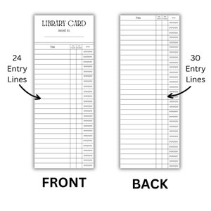 Library Card Bookmark Reading Tracker Smaller Version, Printable ...