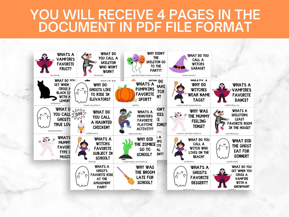 HALLOWEEN Printable Lunch Box Jokes Halloweenthemed Lunch Notes Lunch ...