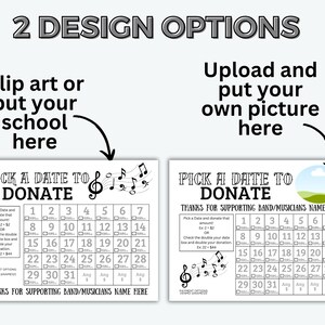 Editable Calendar Fundraiser, Unique Band Pick A Date to Donate ...