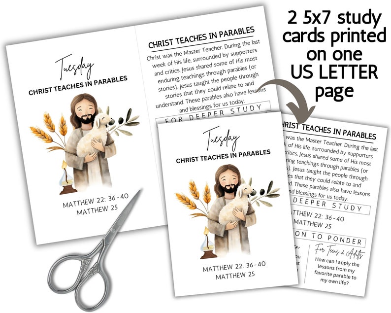Holy Week Story Study Cards, Printable Easter Advent Devotional, Easter ...