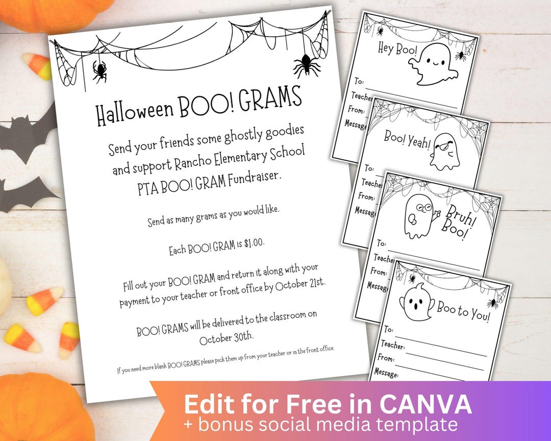 Editable Halloween Boo Grams Fundraiser, PTA PTO Fall Fundraiser ...