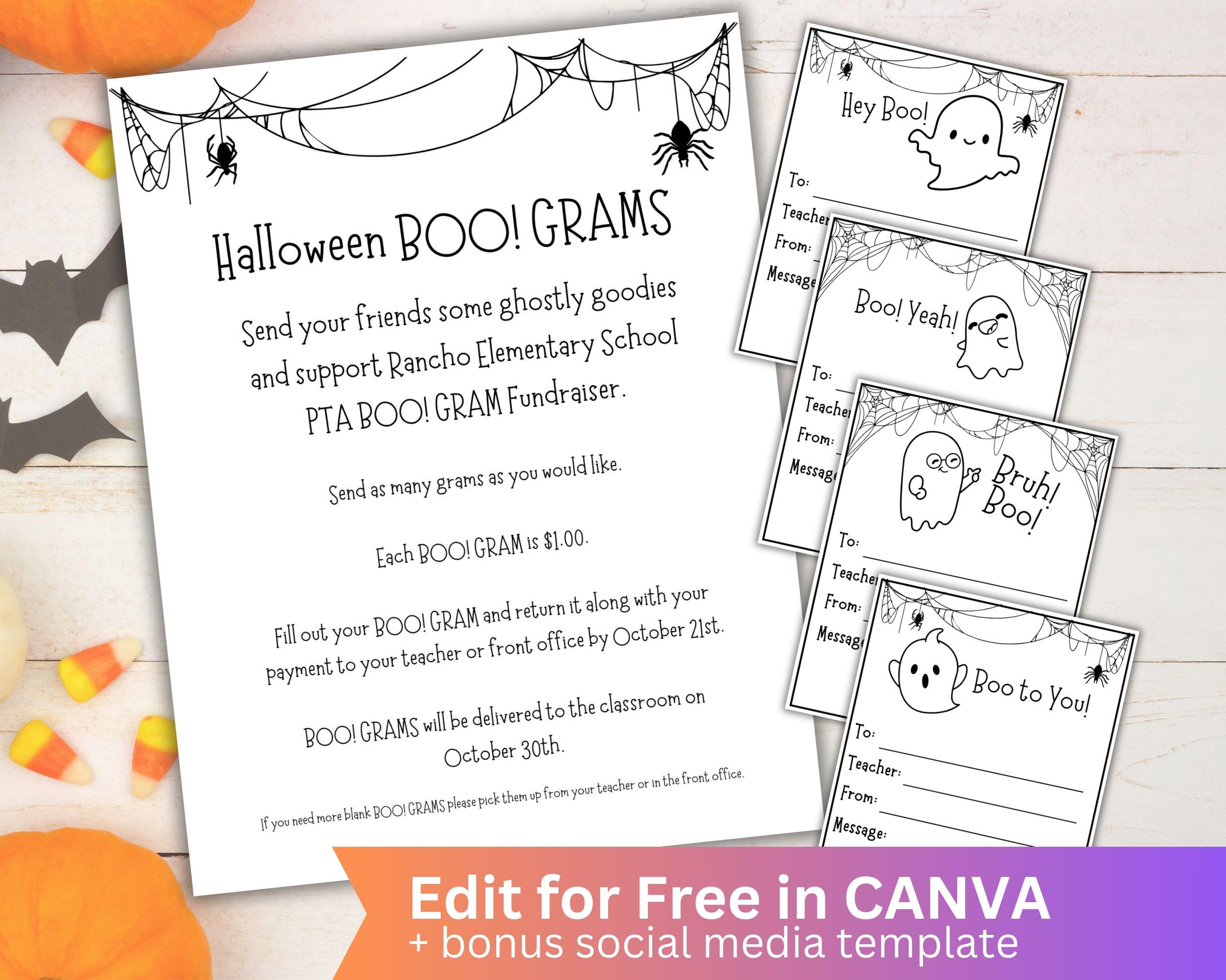 Editable Halloween Boo Grams Fundraiser, PTA PTO Fall Fundraiser ...
