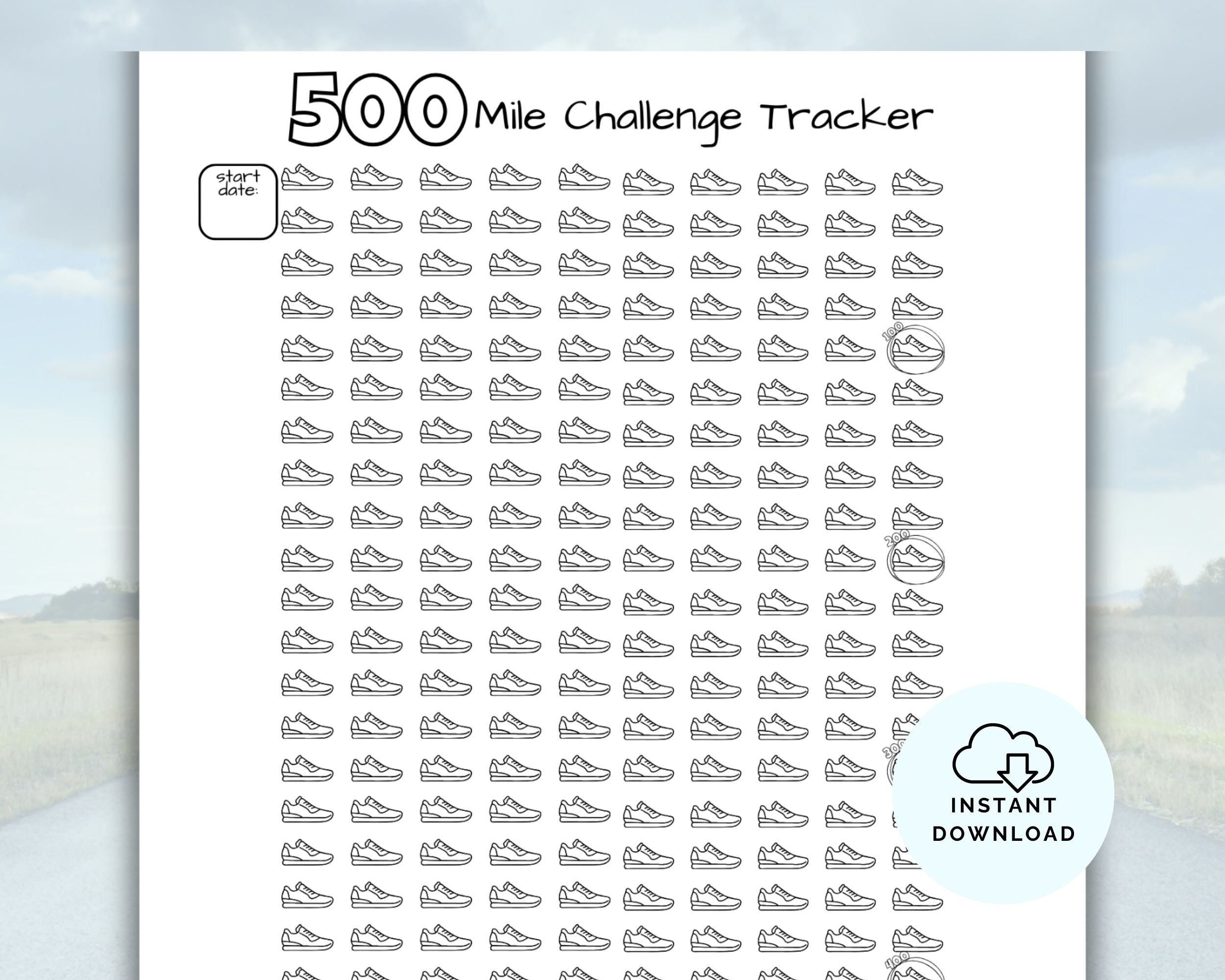 500 Mile Tracker Challenge Tracker, 500 Mile Walking Tracker, Walking ...