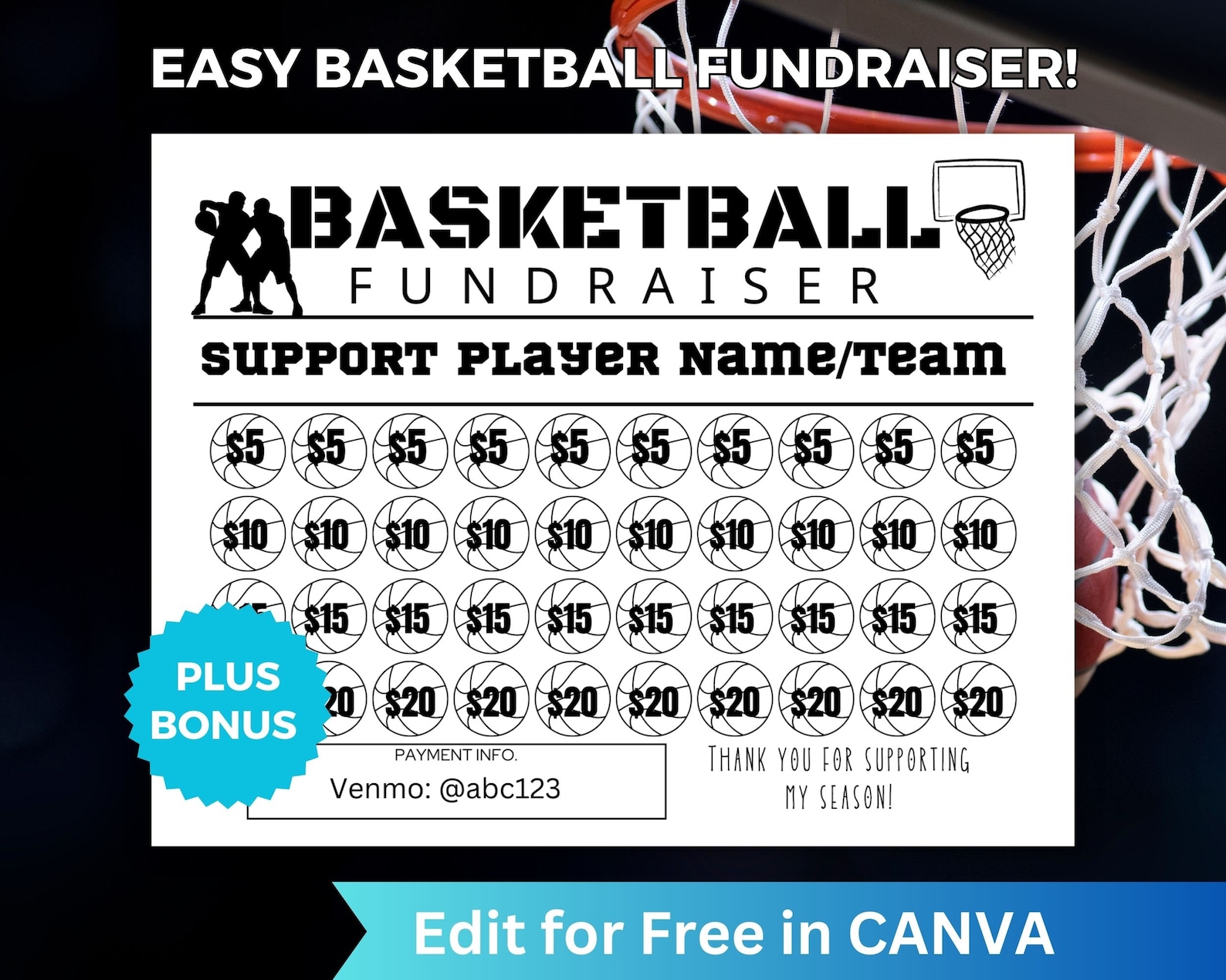 Editable Basketball Fundraiser Template, Printable Basketball Team ...