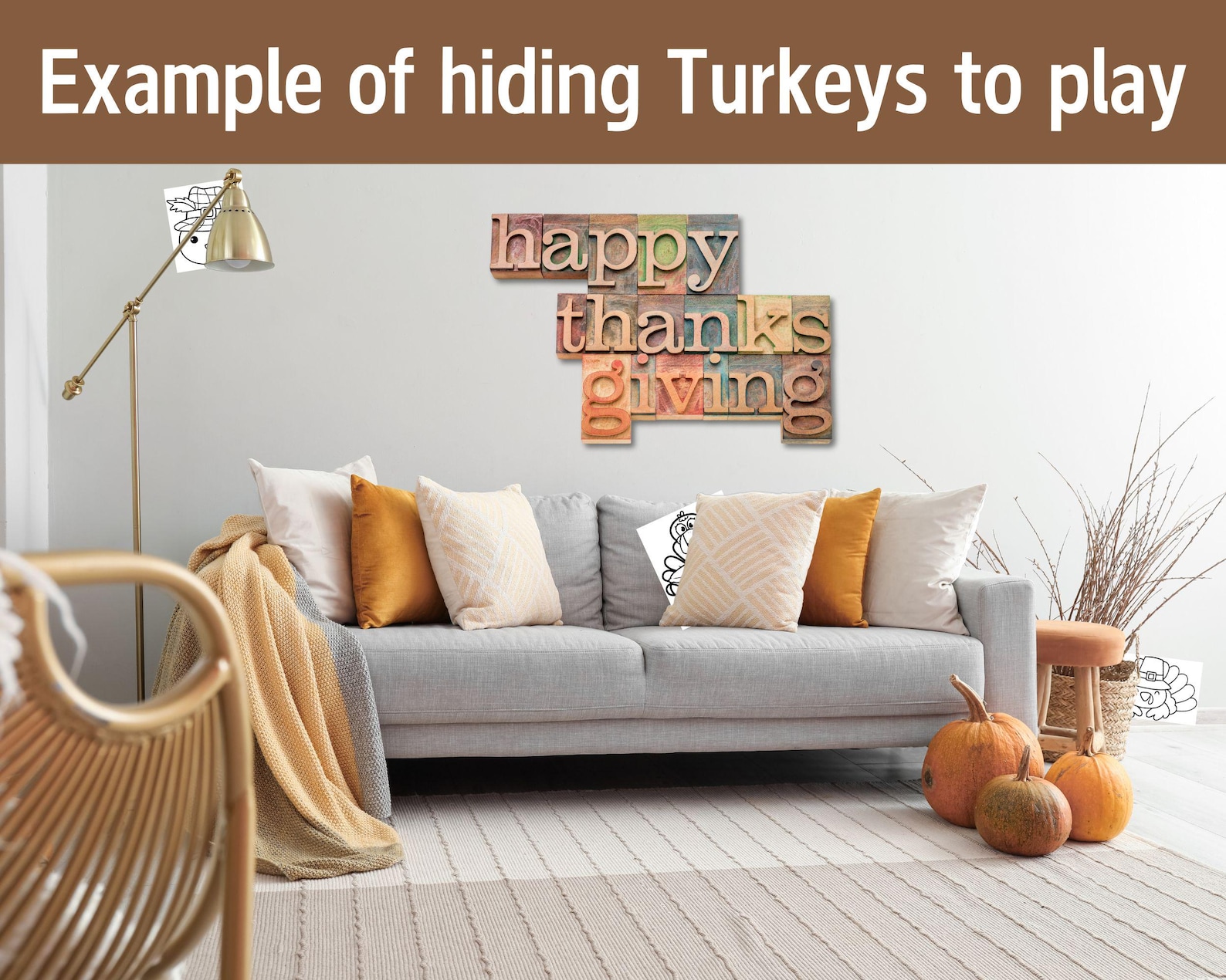 Thanksgiving Turkey Hunt Scavenger Hunt Party Game, Turkey Game for All ...