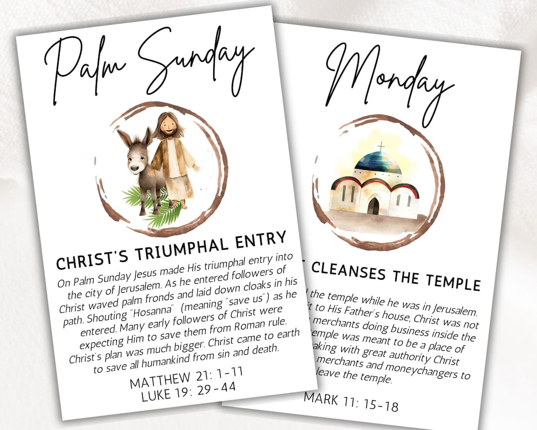 Holy Week Study Cards, Printable LDS Holy Week Cards, Easter Advent ...