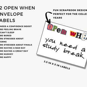 Open When Envelopes Printable, College Student Going Away Gift, Open ...