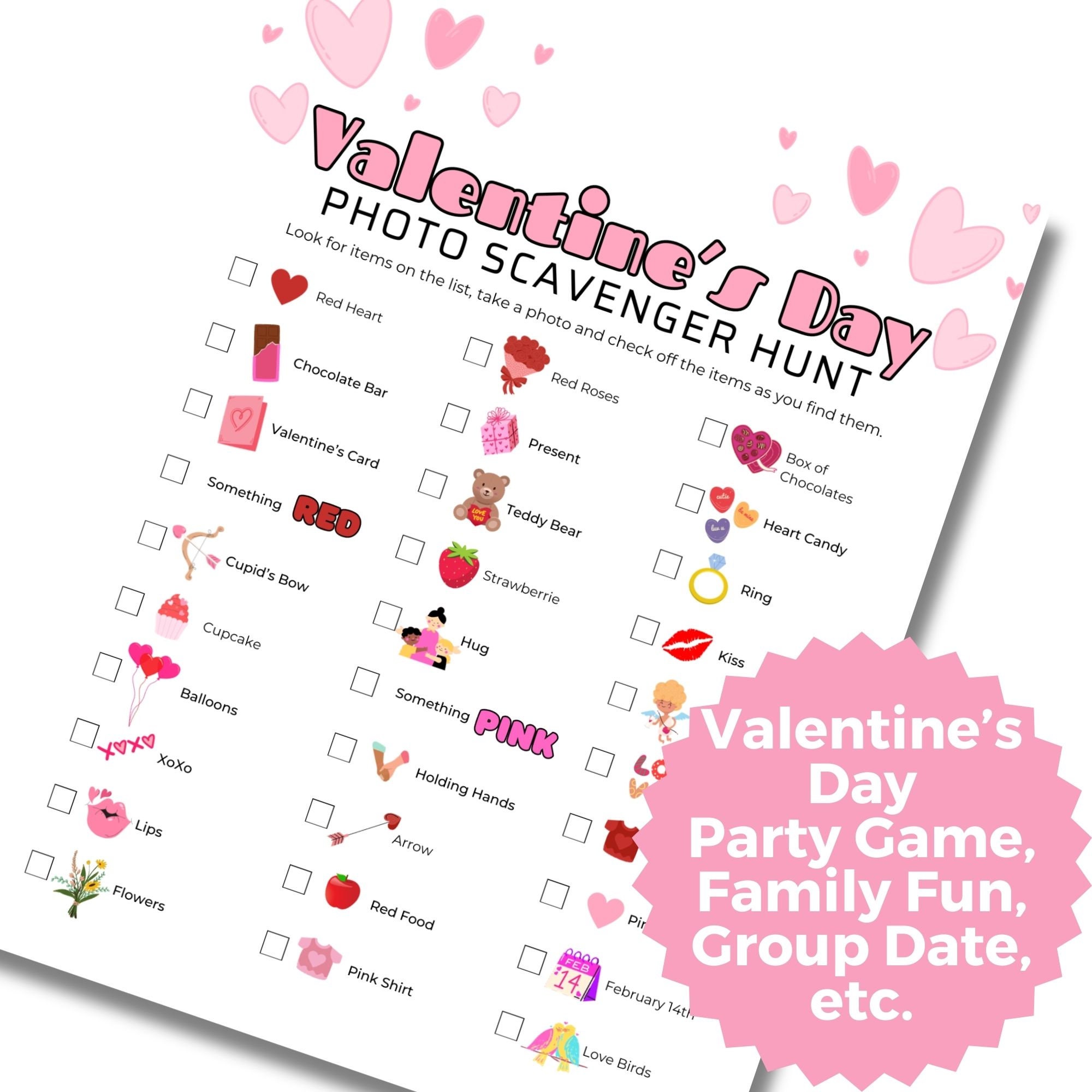 Valentine's Day Photo Scavenger Hunt, Valentine's Day Scavenger Hunt ...