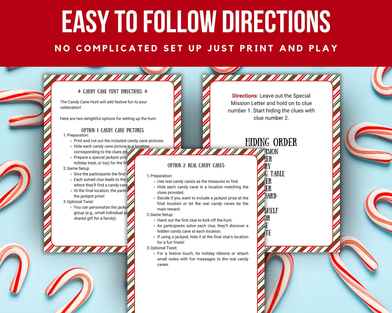 Indoor Candy Cane Scavenger Hunt, Candy Cane Hunt Escape Room Kit ...