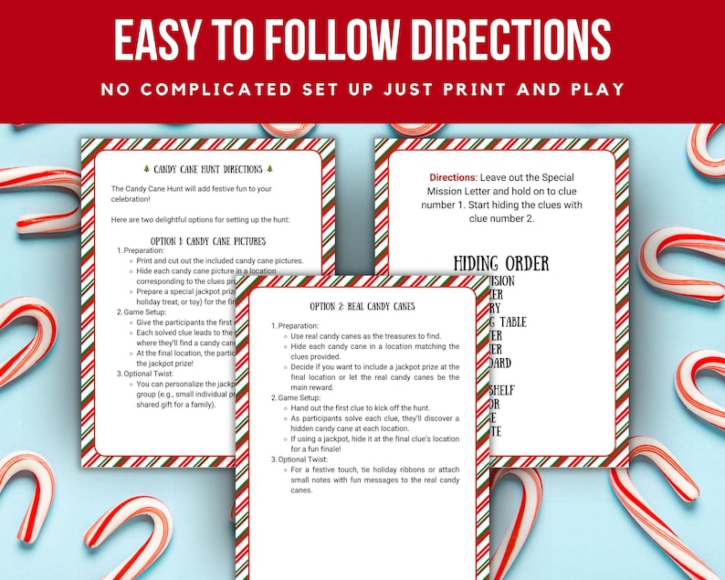 Indoor Candy Cane Scavenger Hunt, Candy Cane Hunt Escape Room Kit ...