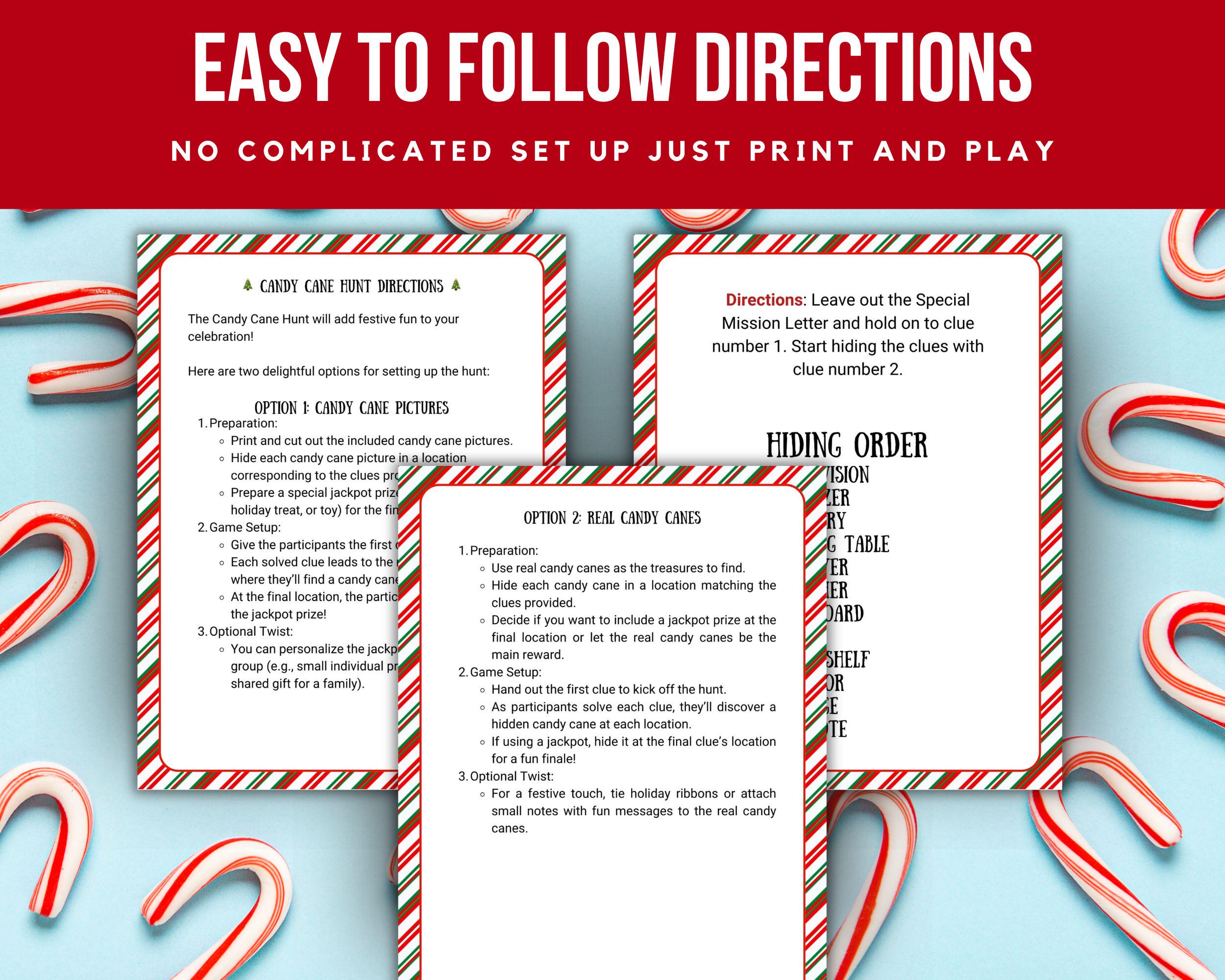 Indoor Candy Cane Scavenger Hunt, Candy Cane Hunt Escape Room Kit ...