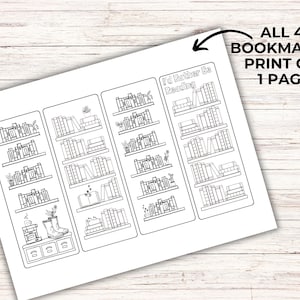 Bookshelf Bookmark Reading Tracker Printable, Coloring Bookcase ...