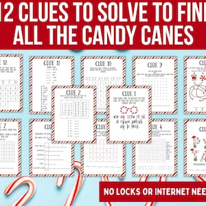 Indoor Candy Cane Scavenger Hunt, Candy Cane Hunt Escape Room Kit ...