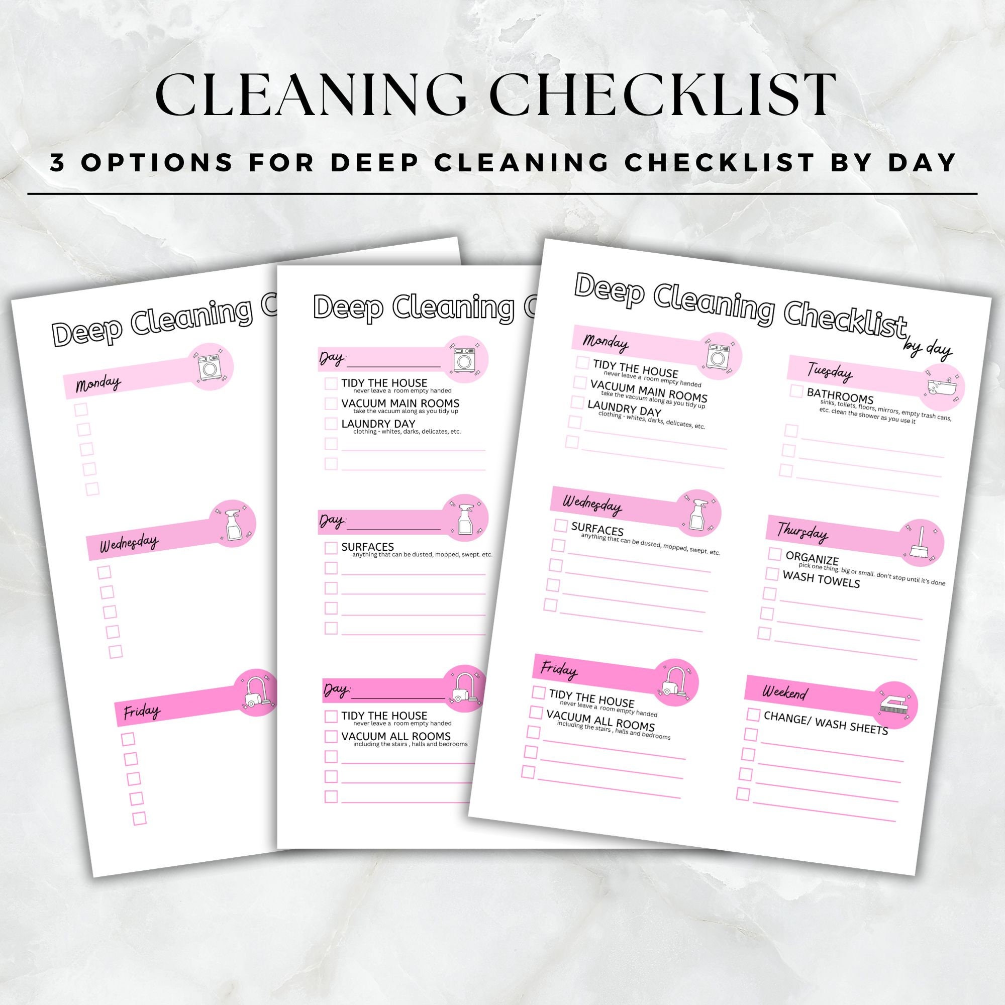 Weekly Cleaning Schedule cleaning Checklist Printable Deep Cleaning ...